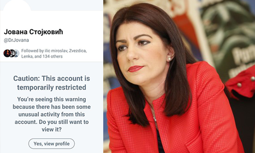 Twitter i Facebook ponovo cenzurišu dr Jovanu Stojković